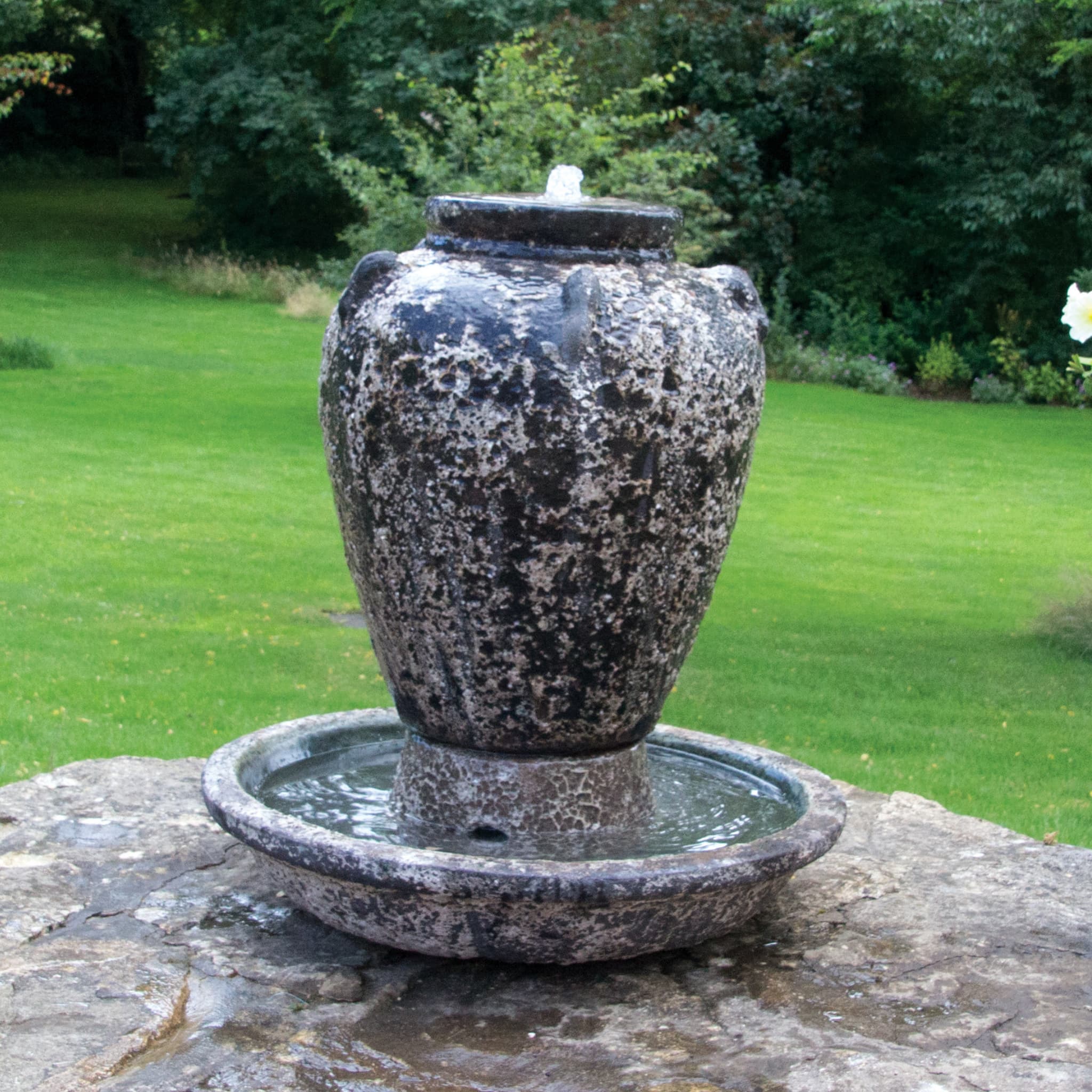 Outdoor Urn Stone Water Feature with Pump | Gardenesque