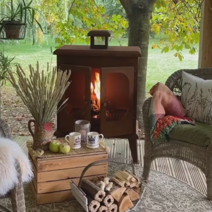 Wakehurst Outdoor Wood Burning Fireplace | Steel Log Burner – Gardenesque